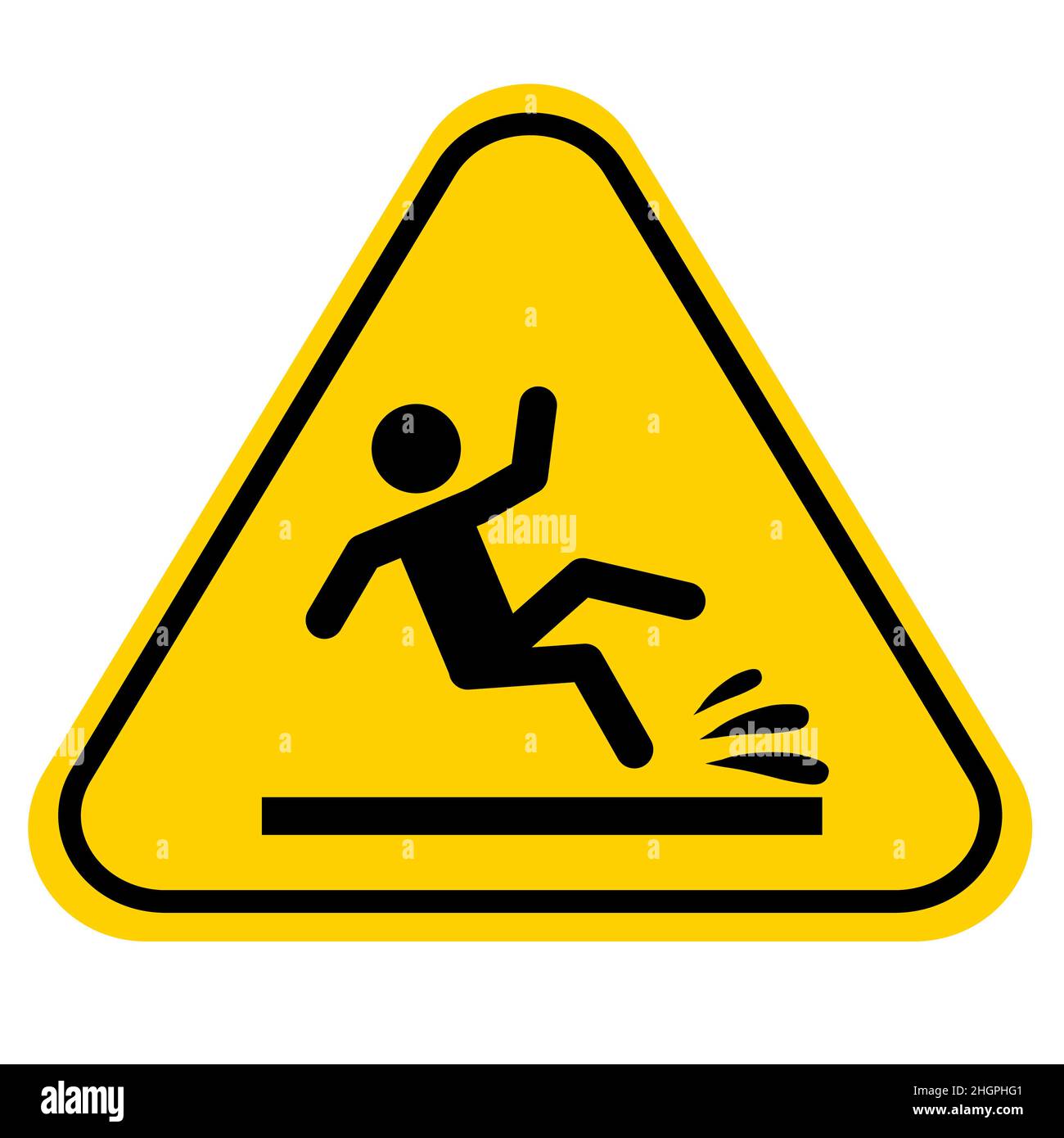 Slip Danger Icon On White Background Wet Floor Sign Yellow Triangle