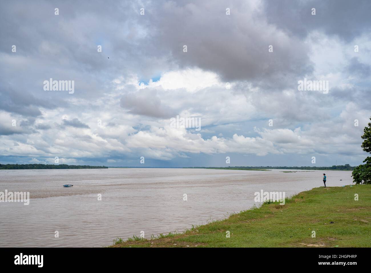 Great view of the giant Amazon River from Tabatinga Brazil next to ...