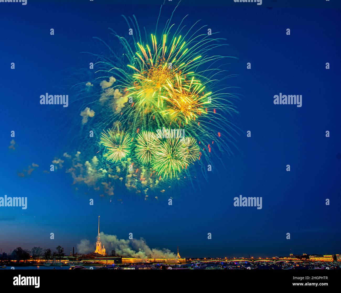 Backgrounds from festive fireworks. Fireworks in the night sky in honor ...
