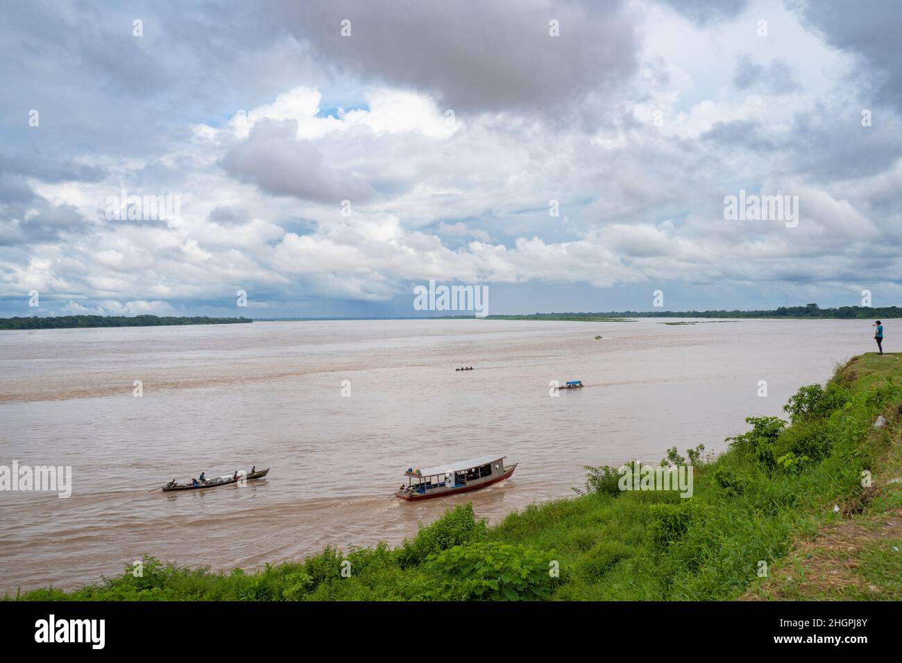 Great view of the giant Amazon River from Tabatinga Brazil next to ...