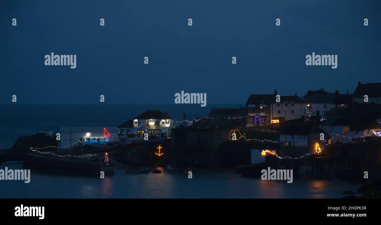 The Coverack annual Christmas lights Stock Photo - Alamy