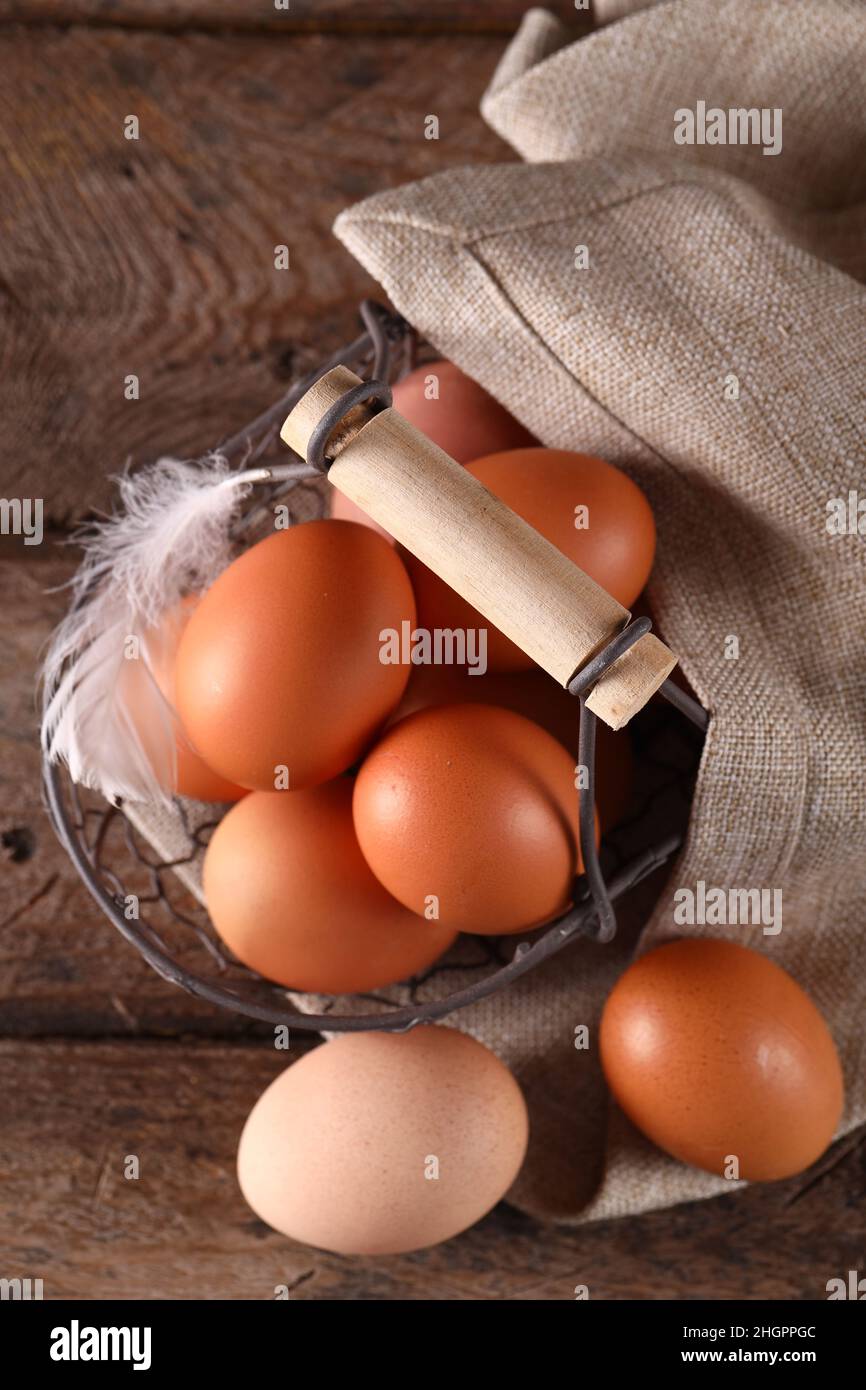 natural organic farm eggs rustic style Stock Photo - Alamy