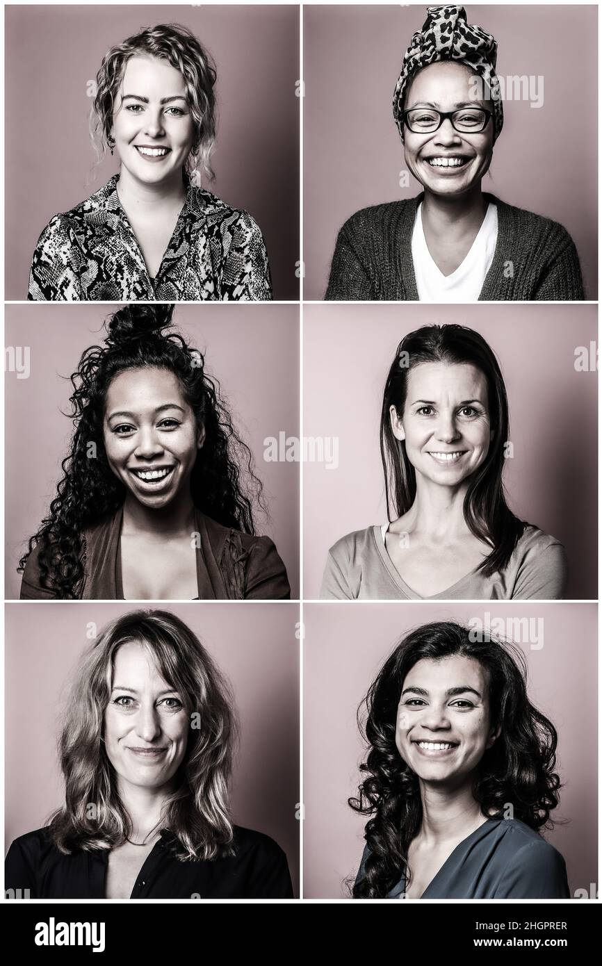 Beautiful happy people in front of a background Stock Photo - Alamy