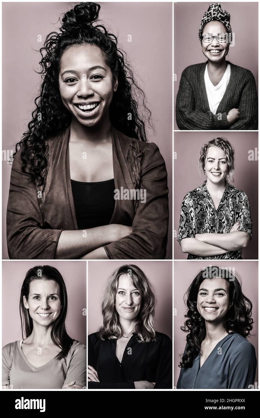 Beautiful happy people in front of a background Stock Photo - Alamy