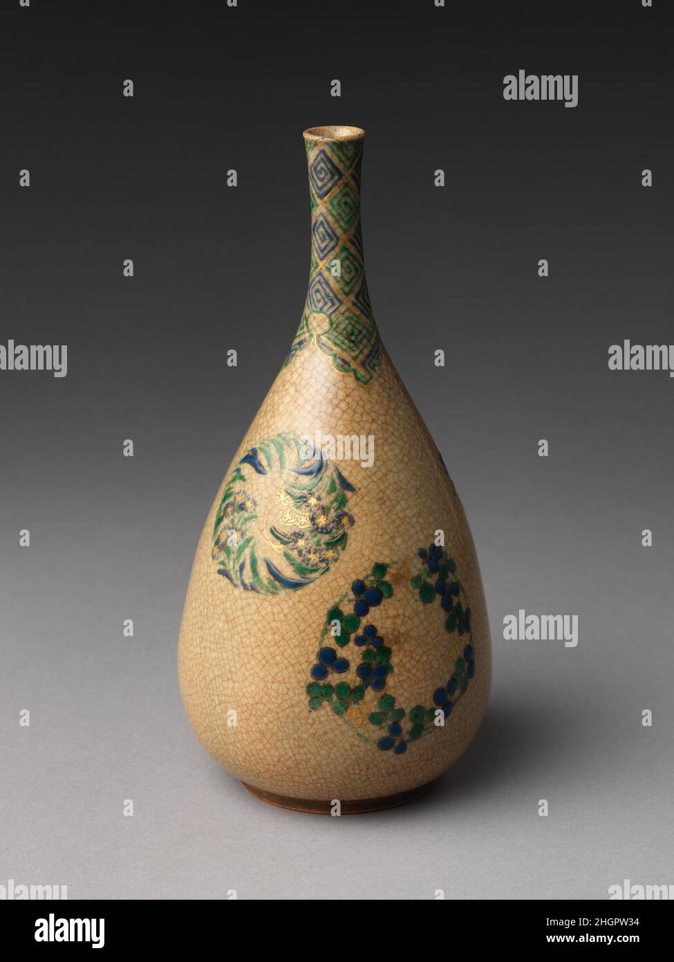 Sake bottle with flower medallions 18th century Japan. Sake bottle with ...