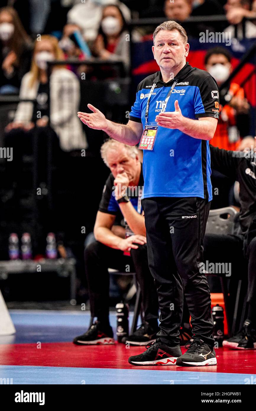 BUDAPEST, HUNGARY - JANUARY 22: Coach Edwin Kippers of the Netherlands ...