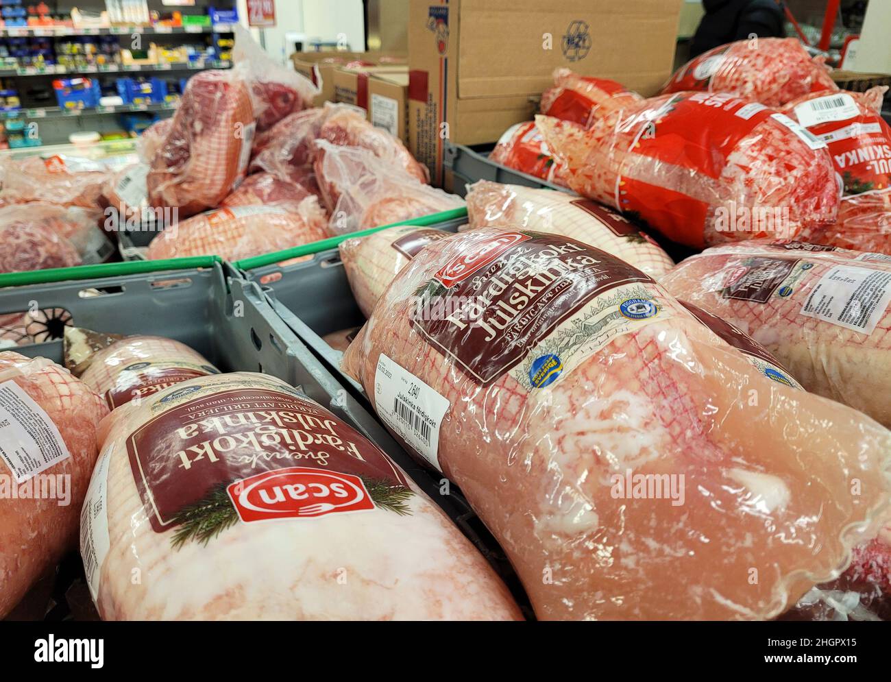 Christmas ham for sale in the Willys grocery store a week before ...