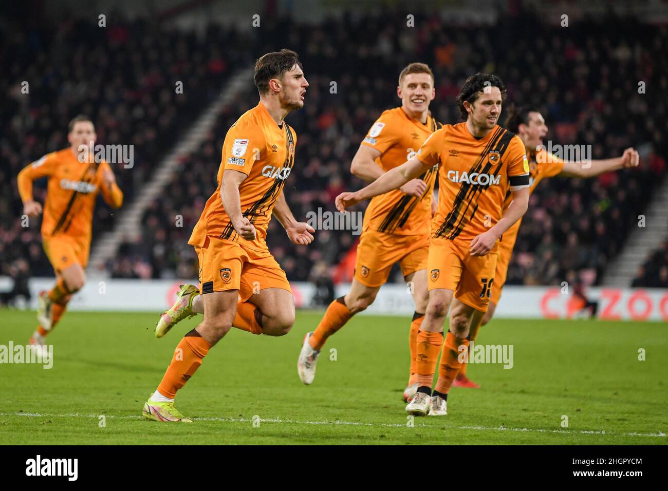 Ryan Longman #16 of Hull City celebrates scoring a goal to make it 0-1 ...