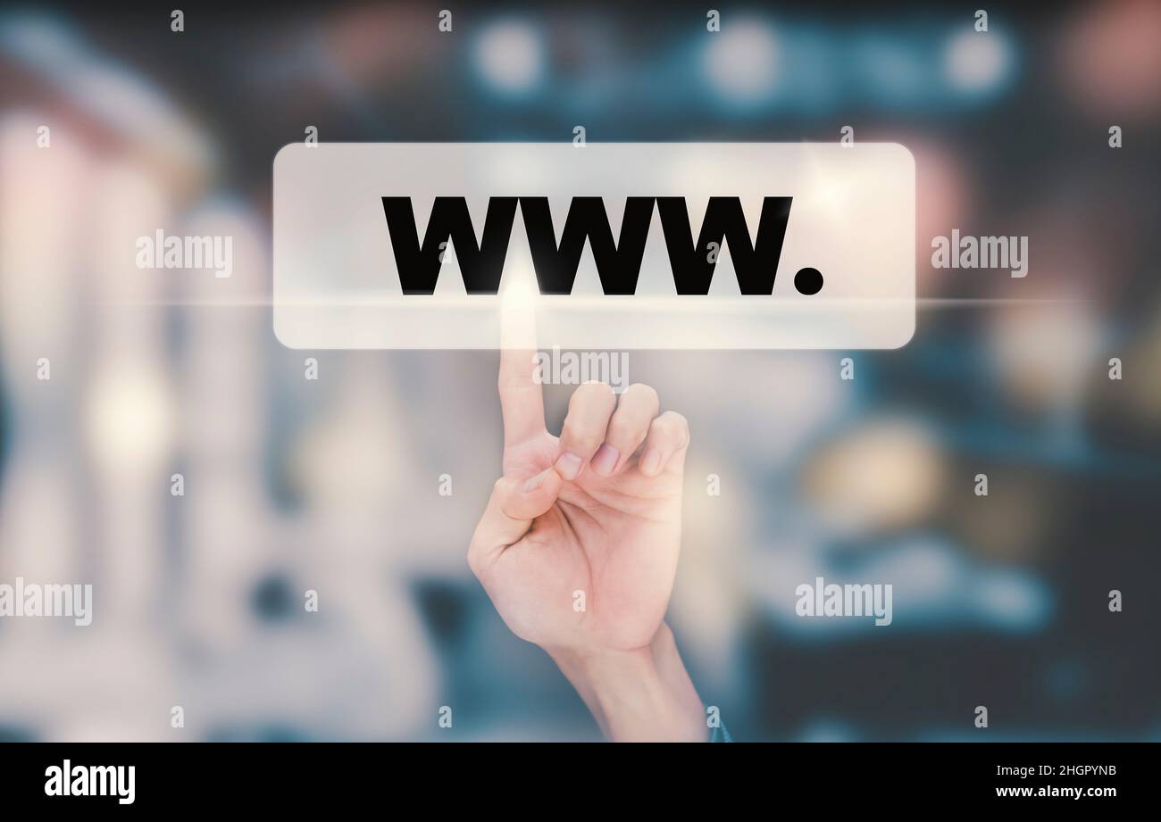 Internet search concept, Finger of handprints internet web address ...