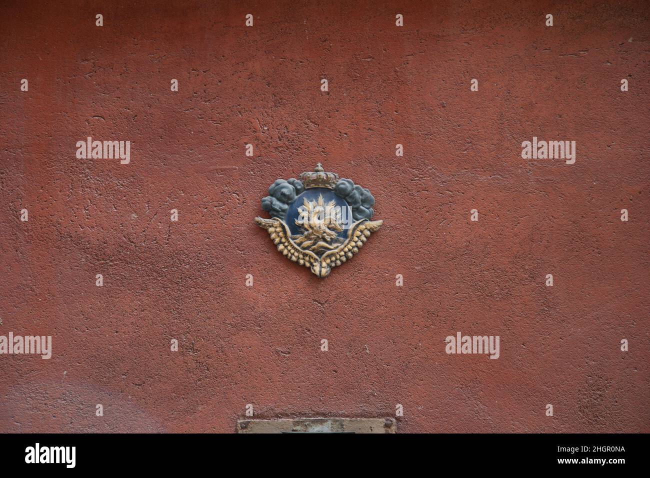 Stockholm. A fire mark or plaque signifying the building had fire ...