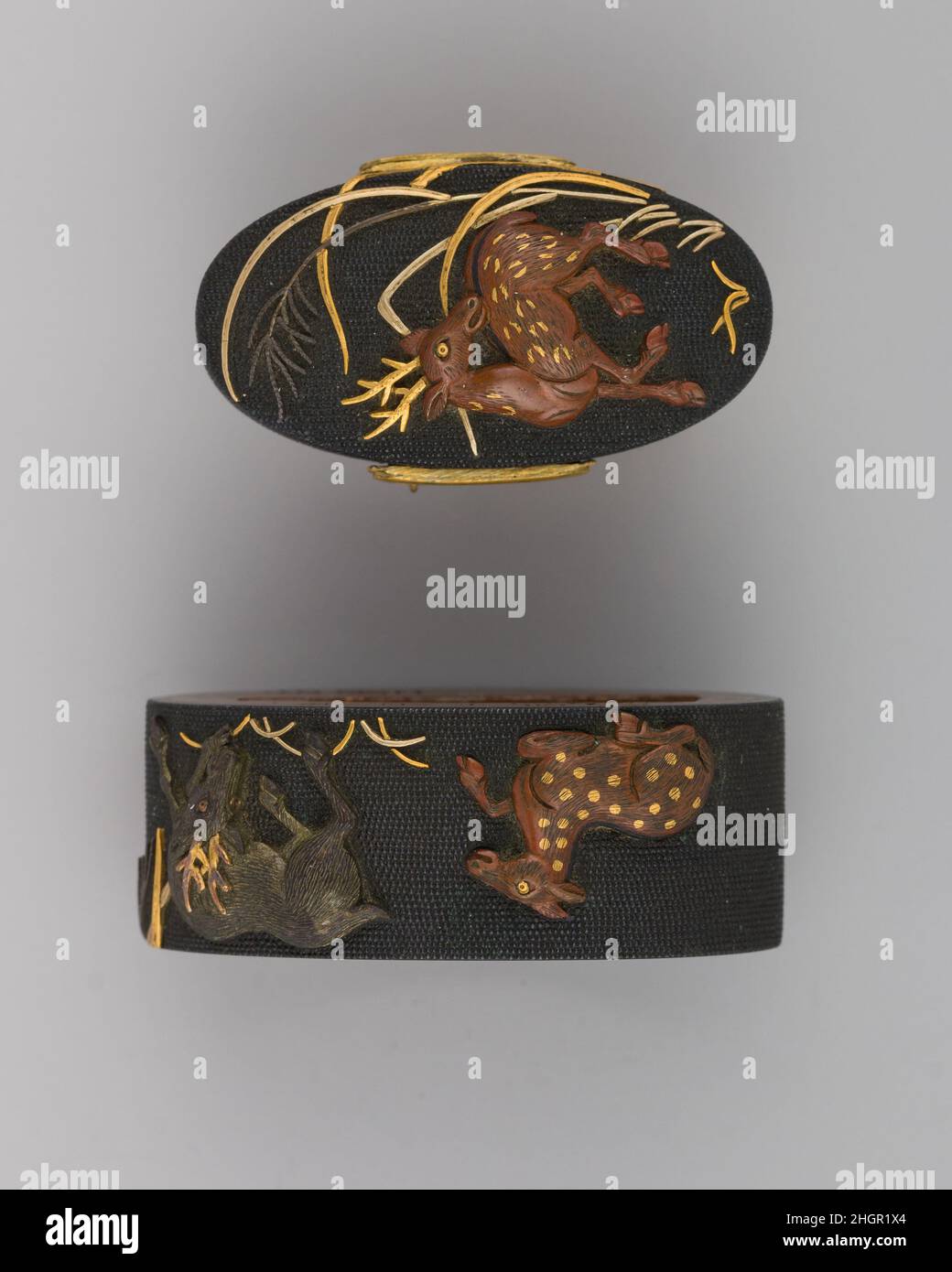 Sword-Hilt Collar and Pommel (Fuchigashira) 18th century Japanese A ...