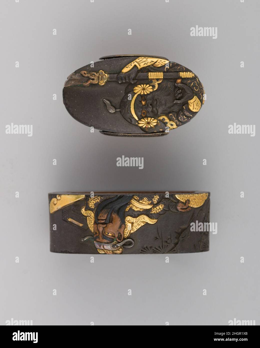 Sword-Hilt Collar and Pommel (Fuchigashira) 18th century Japanese A ...
