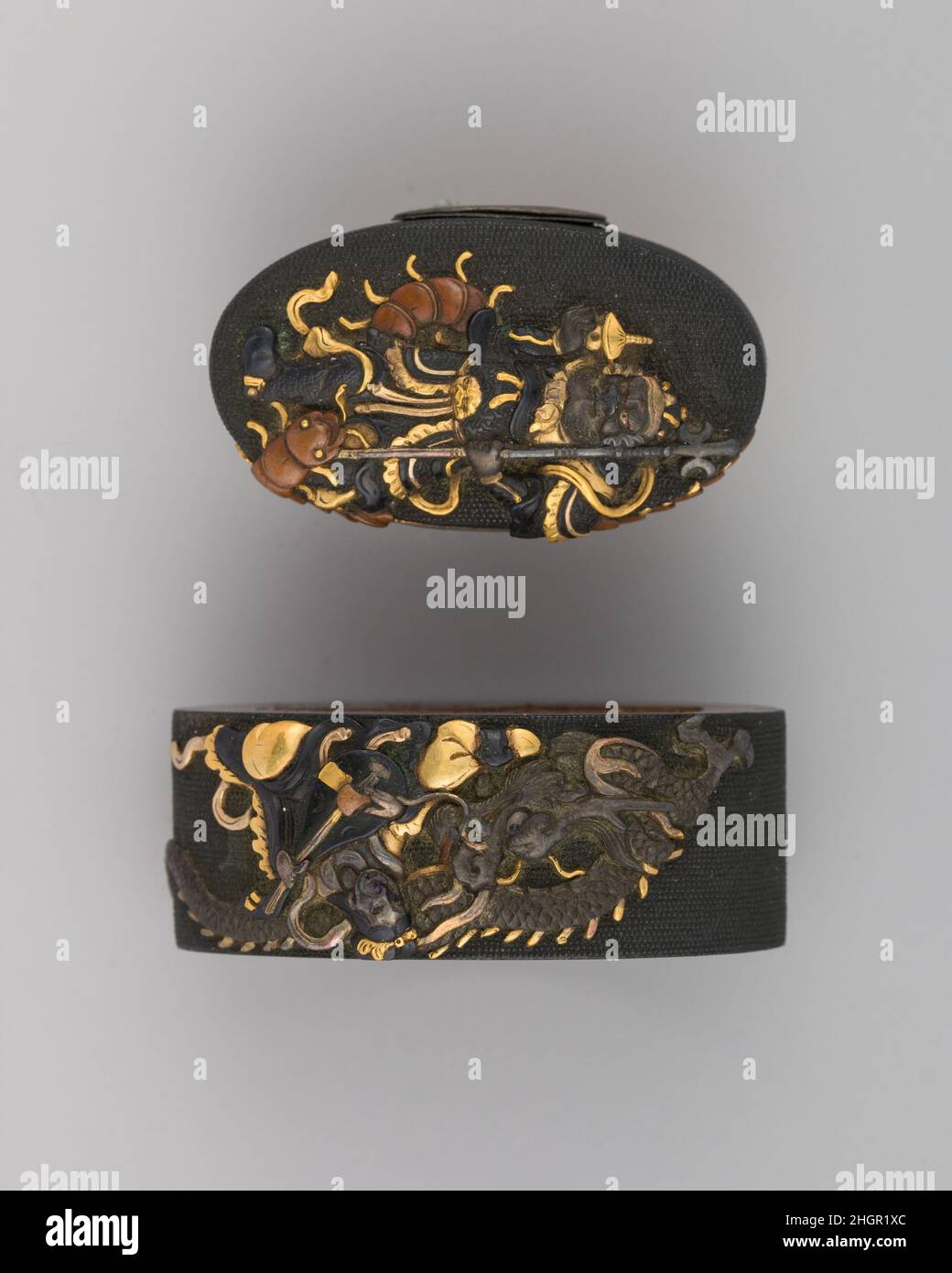 Sword-Hilt Collar and Pommel (Fuchigashira) 19th century Japanese A ...