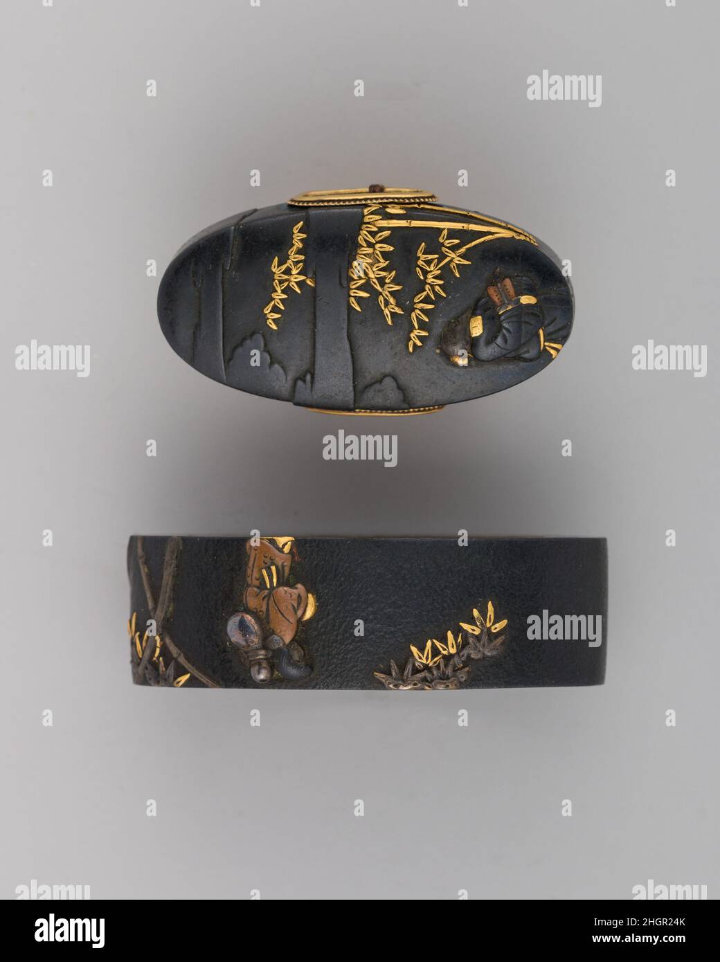 Sword-Hilt Collar and Pommel (Fuchigashira) 18th century Japanese A ...