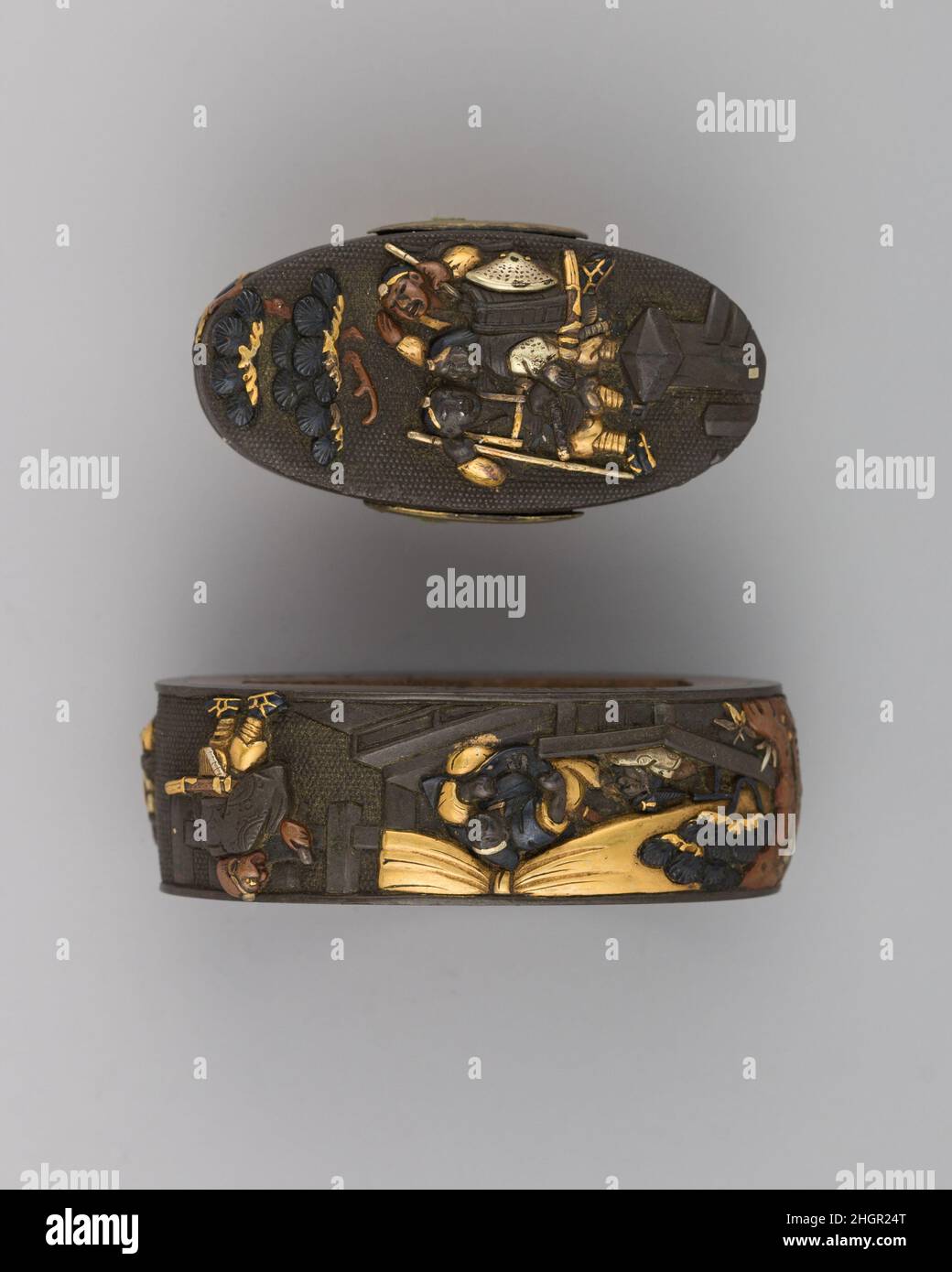 Sword-Hilt Collar and Pommel (Fuchigashira) 19th century Japanese A ...