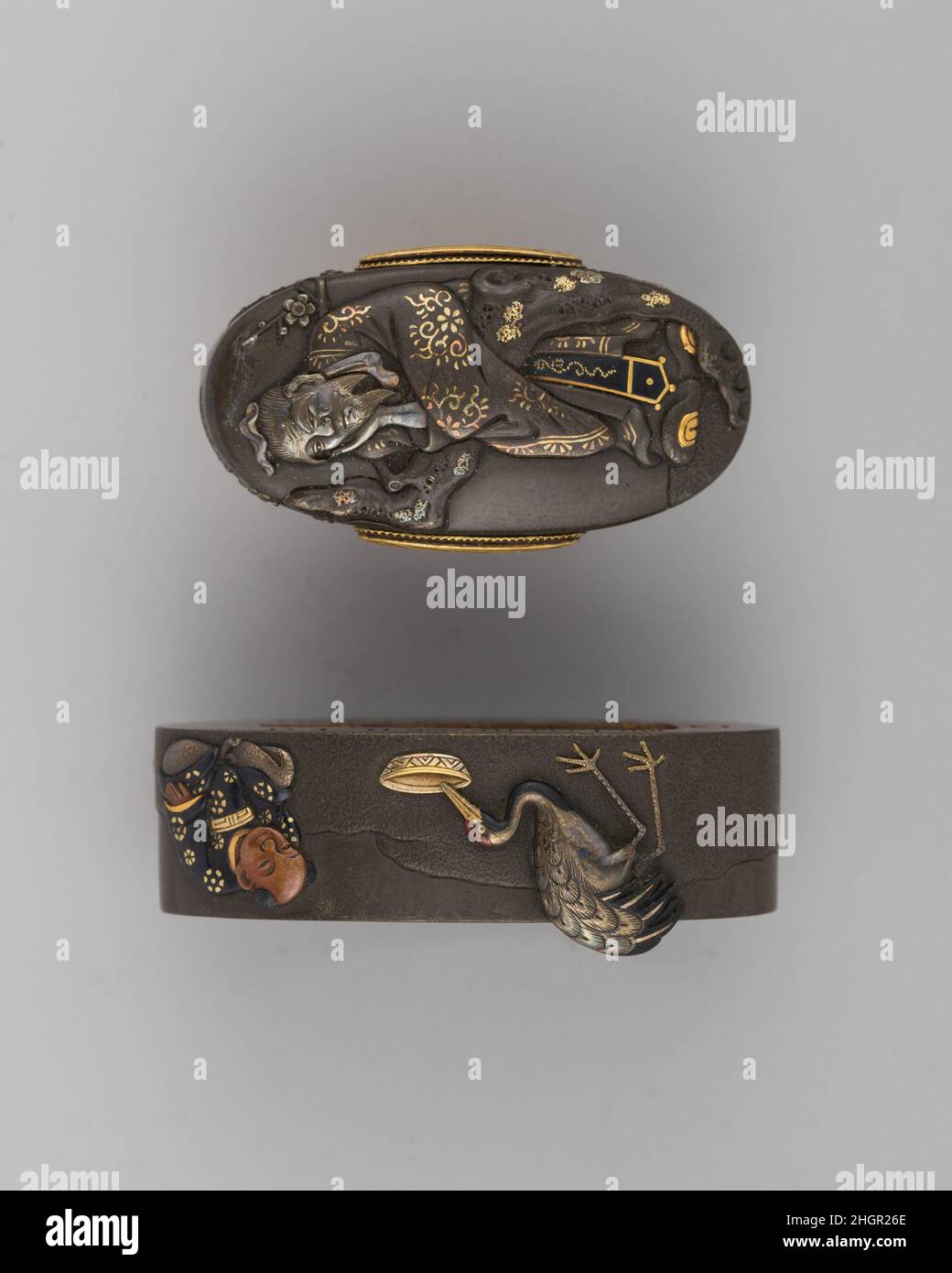 Sword-Hilt Collar and Pommel (Fuchigashira) 18th century Japanese A ...