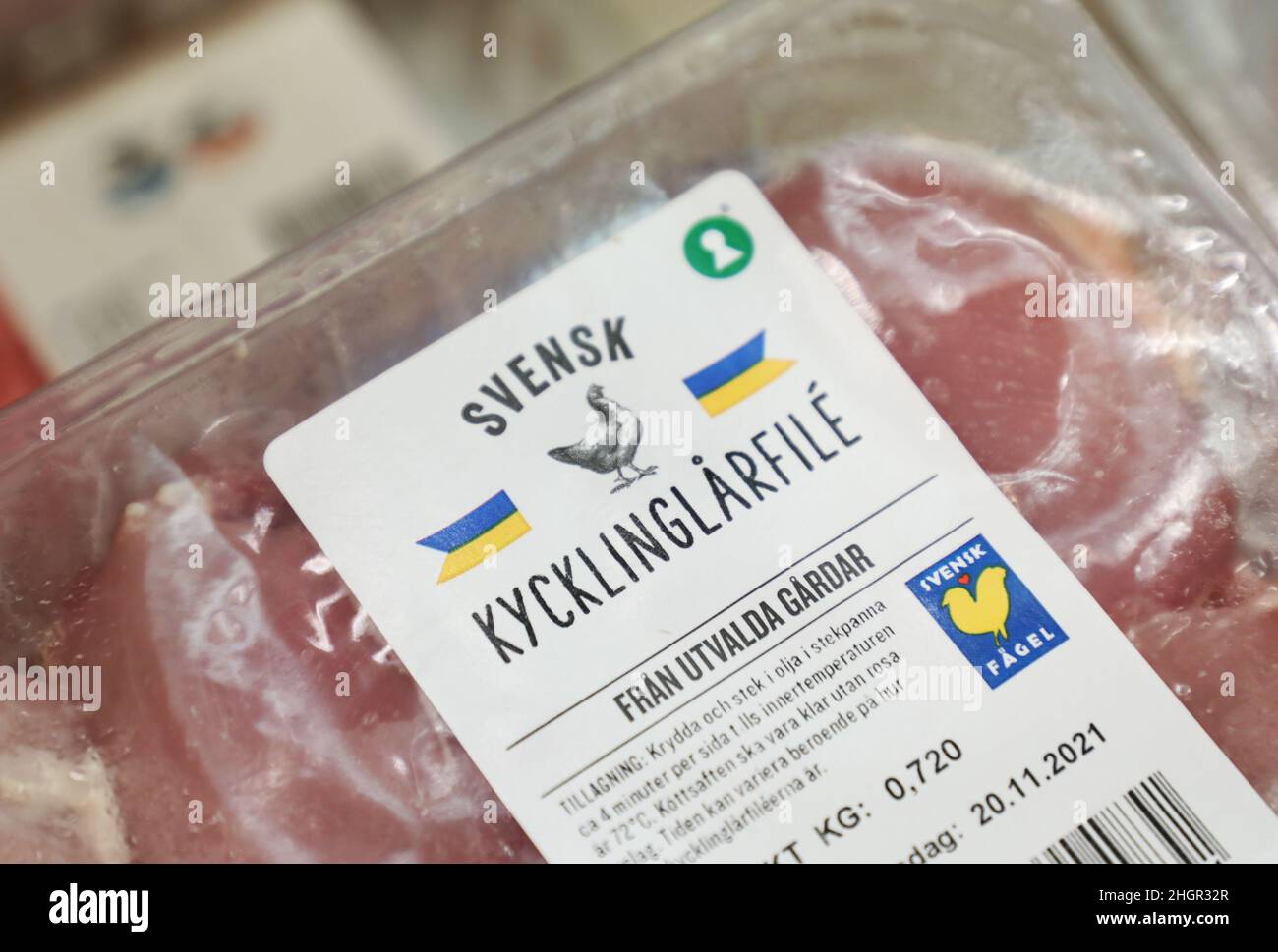 Different kinds of Swedish chicken in different packages for sale in a ...