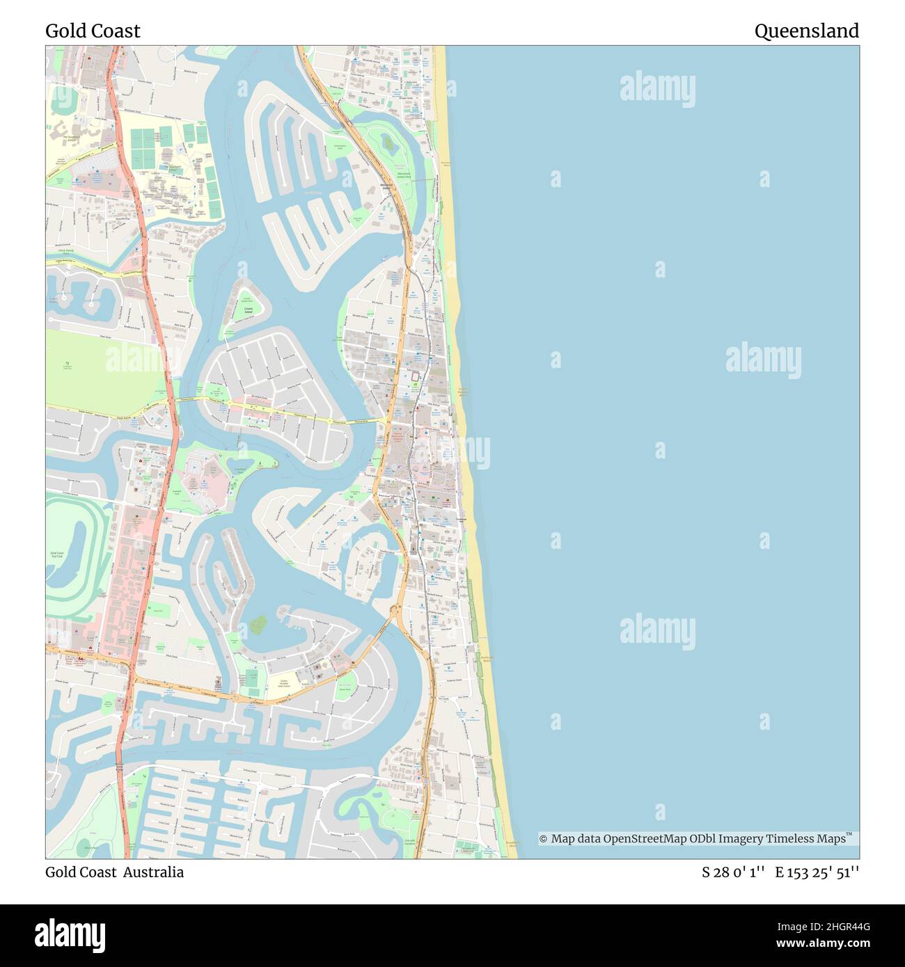 Gold coast queensland australia maps cartography hi-res stock ...