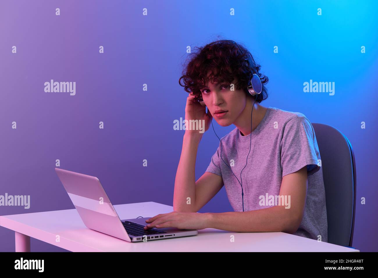 curly guy online games positive fun Internet violet background Stock ...