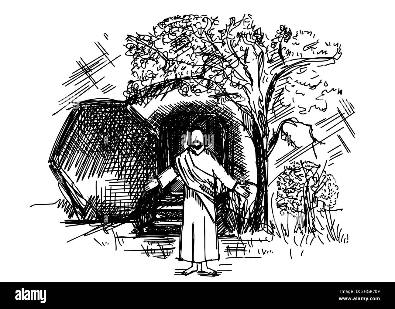 Empty tomb of Jesus Christ. Crucifixion on Calvary. City of Jerusalem ...