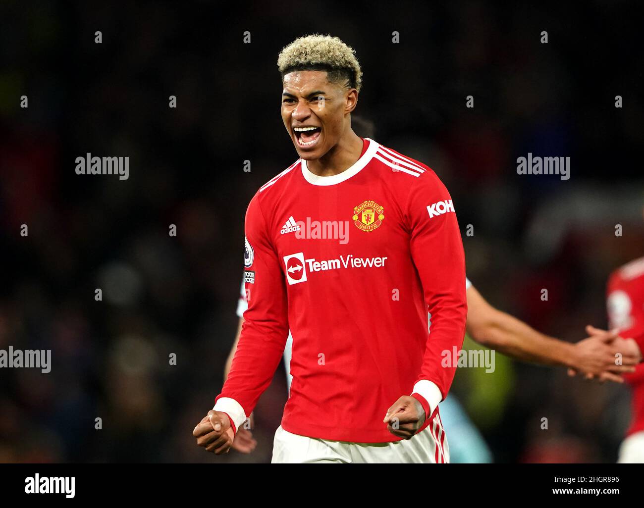 Manchester United's Marcus Rashford celebrates after the Premier League ...