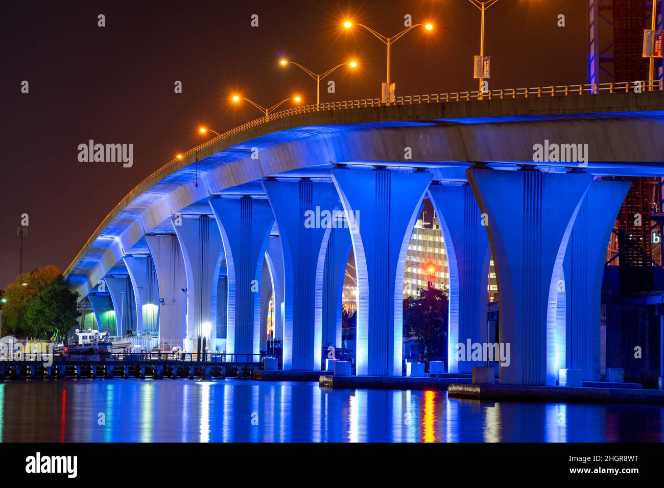 Miami Bridge At Night