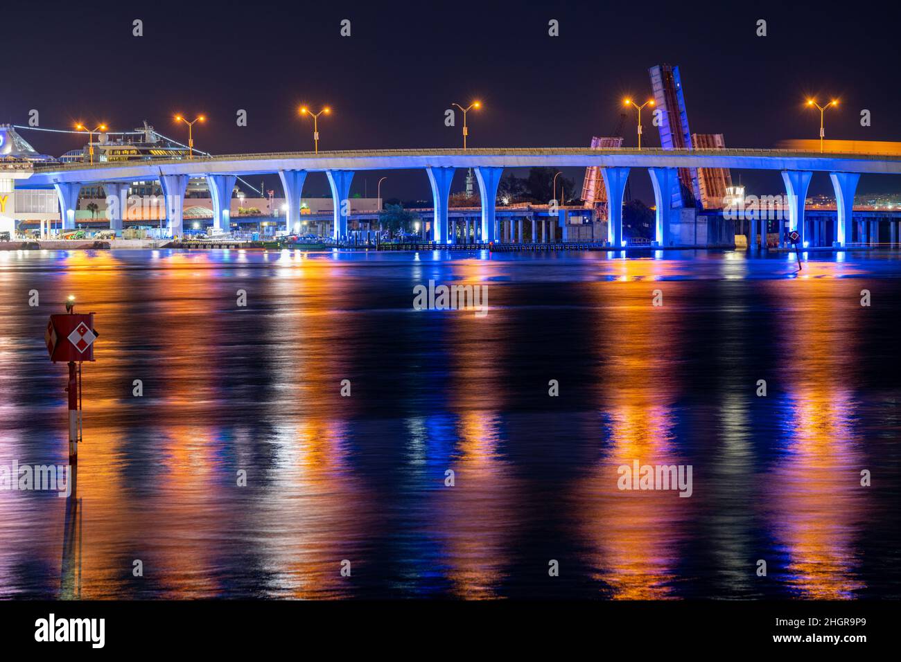 Neon bridge Miami at night Stock Photo - Alamy