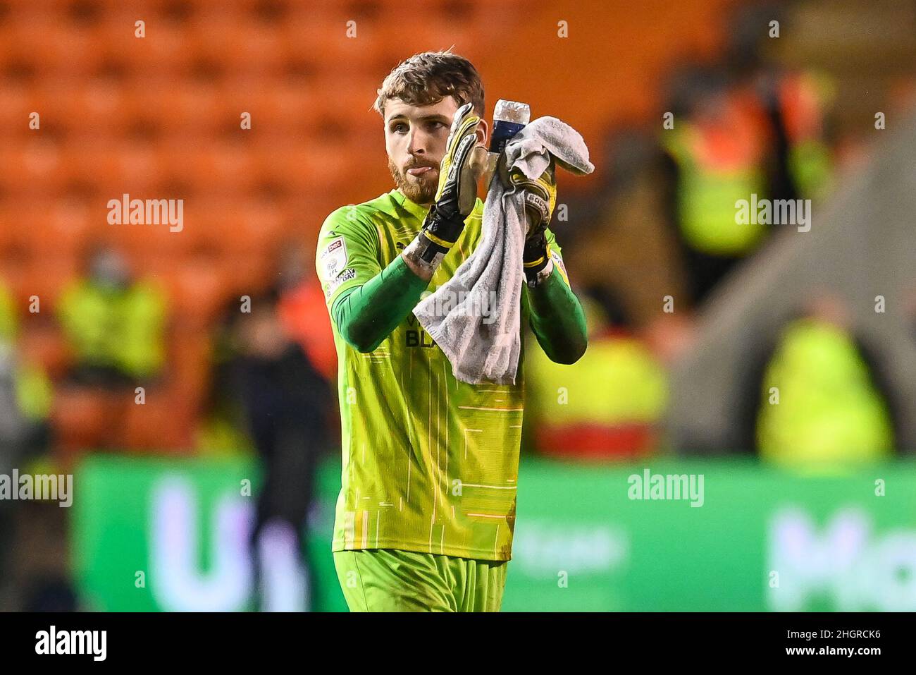Daniel Grimshaw #32 of Blackpool applauds the fans at the end of the ...