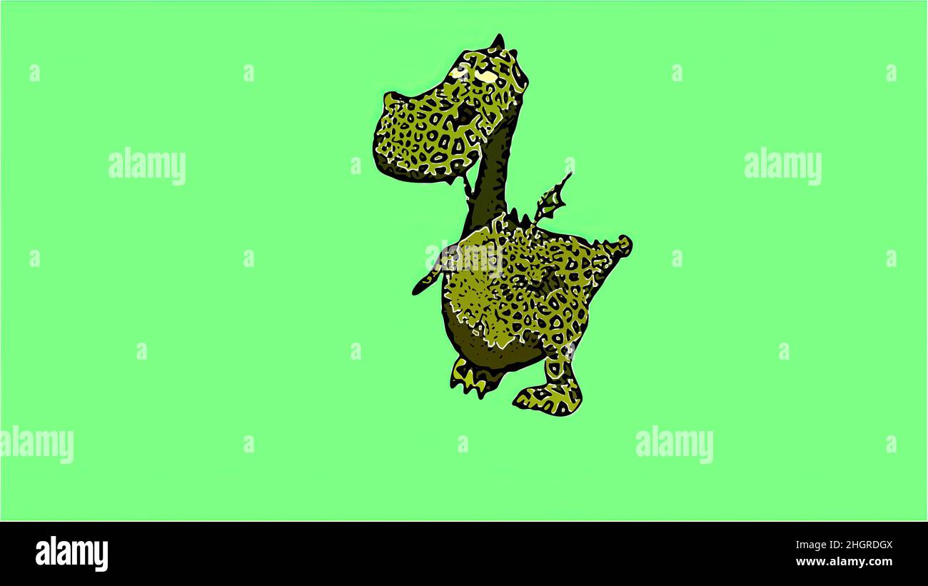 3d illustration - cute dragon isolated on green screen Stock Photo - Alamy