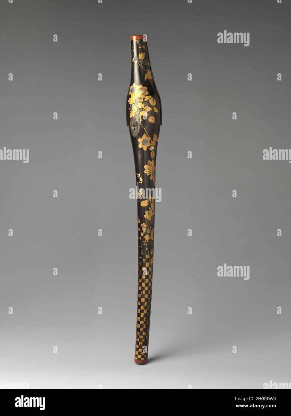 Sword Case (Katana-tsutsu) with Clematis and Checkered Pattern 17th ...