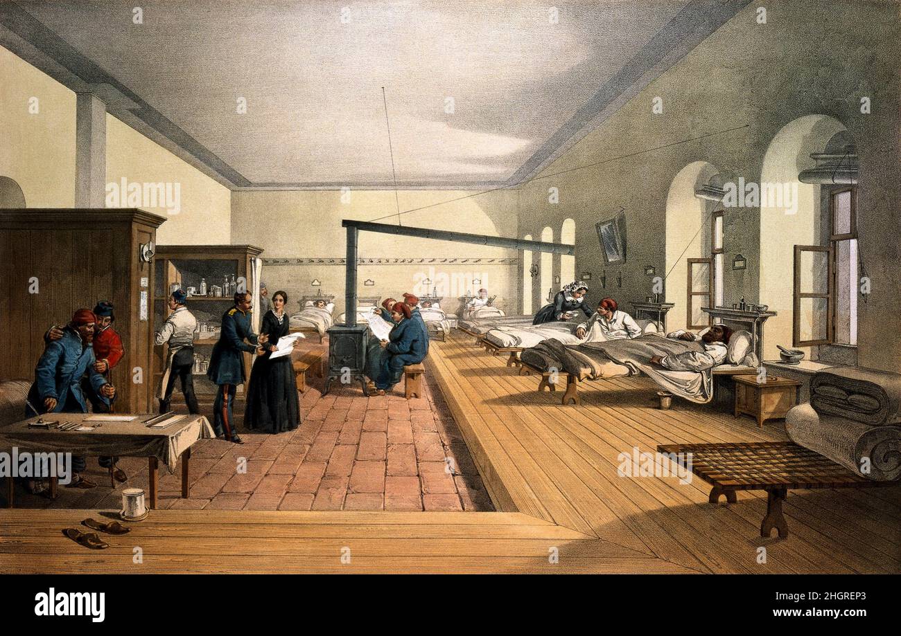 Florence Nightingale working in one of the wards in the Scutari ...