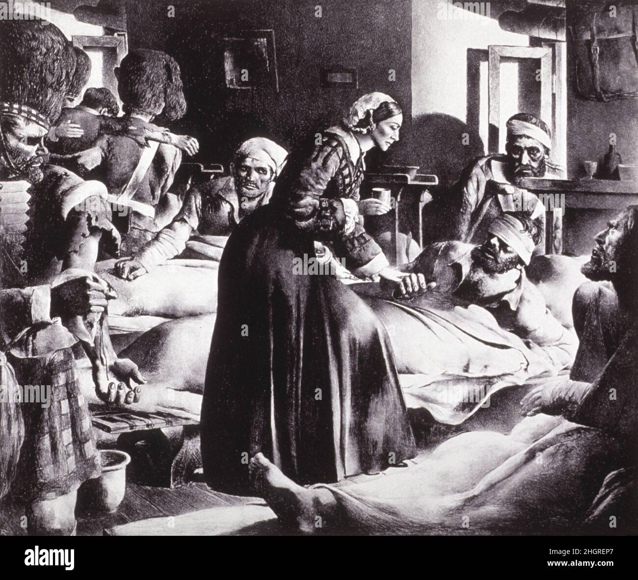 Florence Nightingale working in one of the wards in the Scutari ...