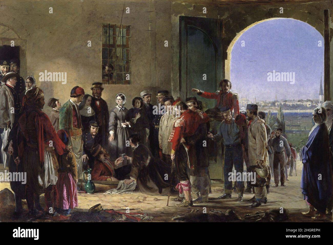 Florence Nightingale recieving the wounded in one of the wards in the ...
