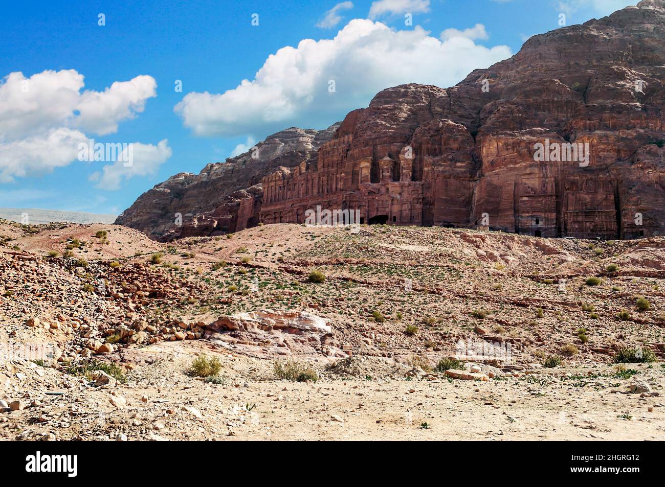 Ruins of the ancient city of Petra in Jordan in a sunny day. Petra is ...