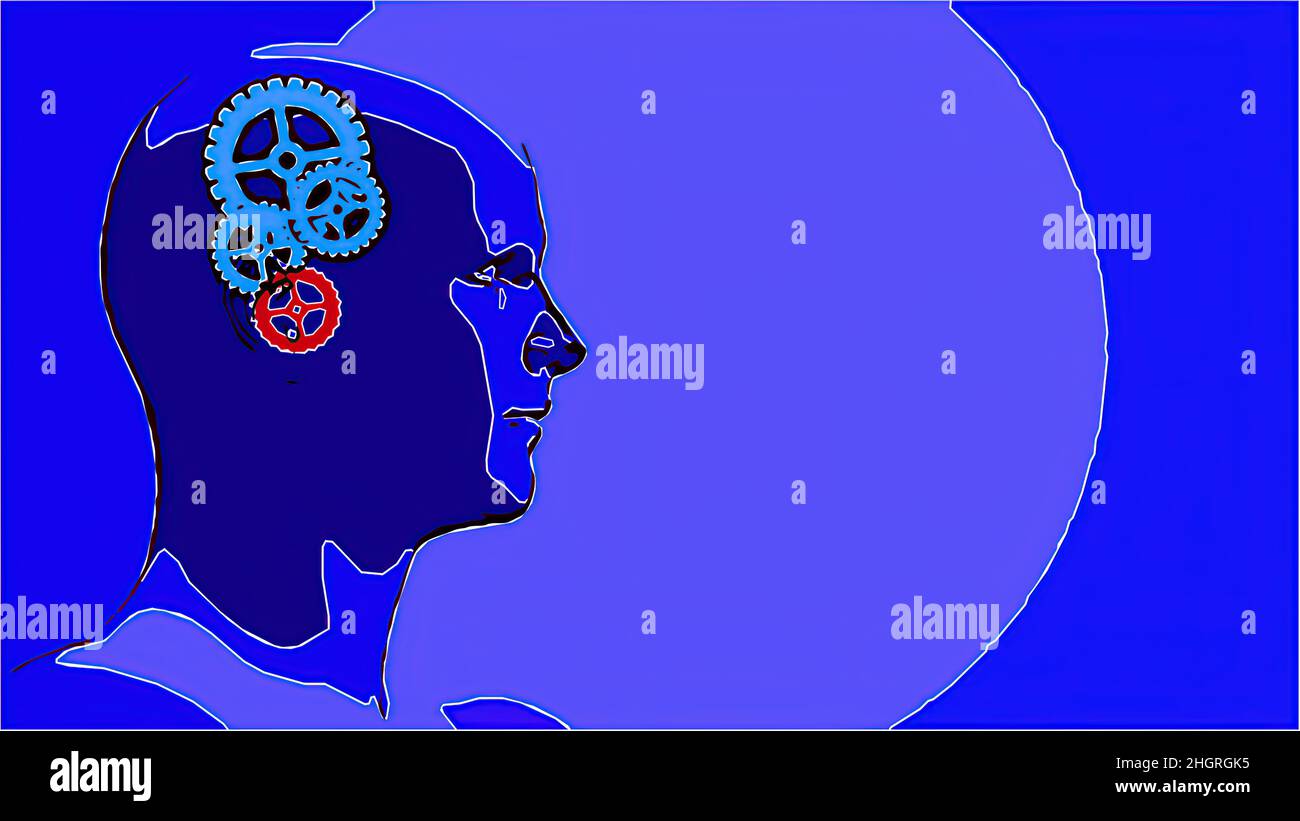 3d illustration - gears inside of the head in comic style Stock Photo ...