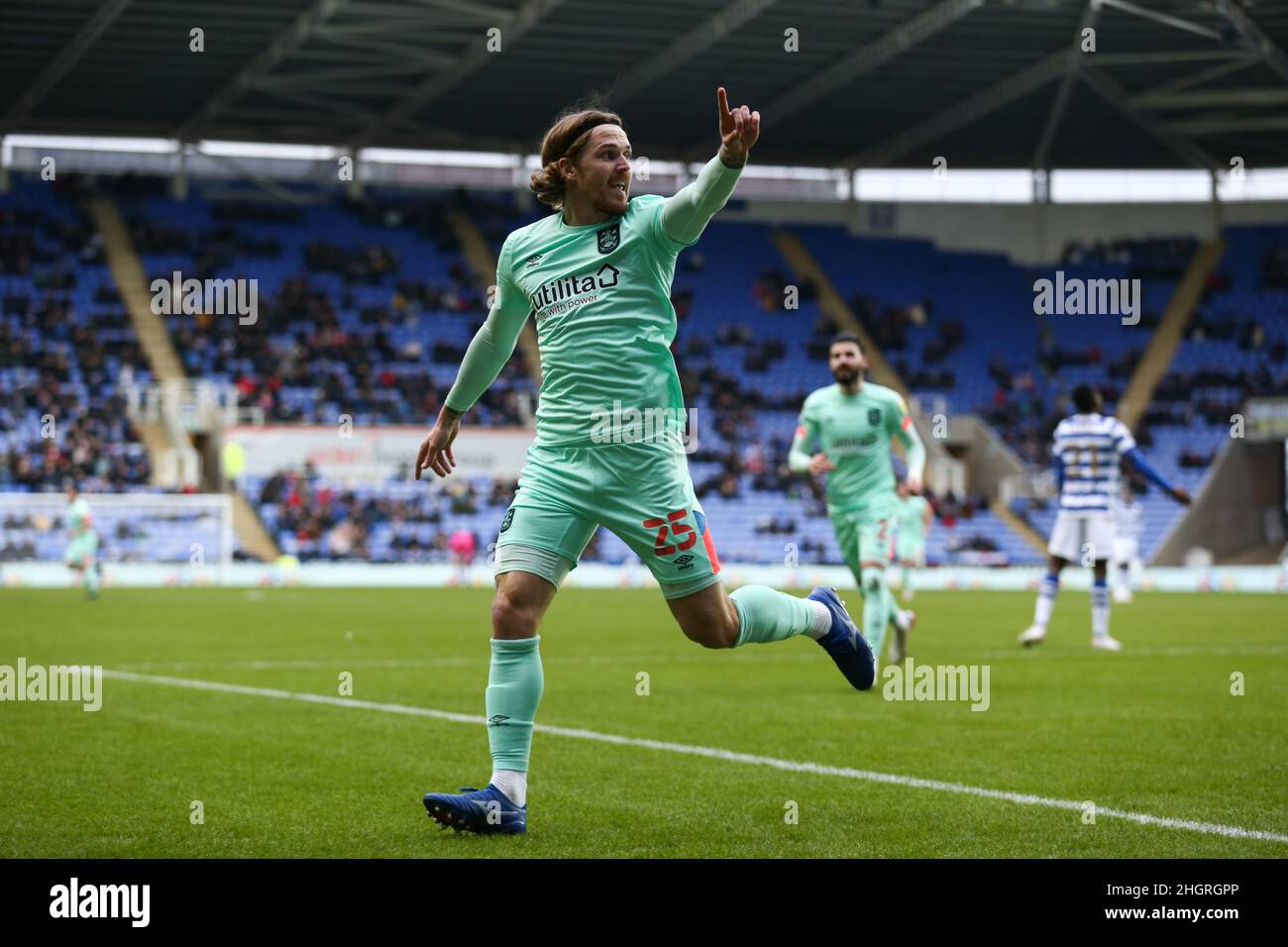 Danny Ward #25 of Huddersfield Town celebrates scoring to make it 1-2 ...