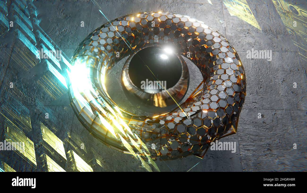 3d Illustration Abstract Wire Organic Shape Using As Modern Science Fiction Background Stock