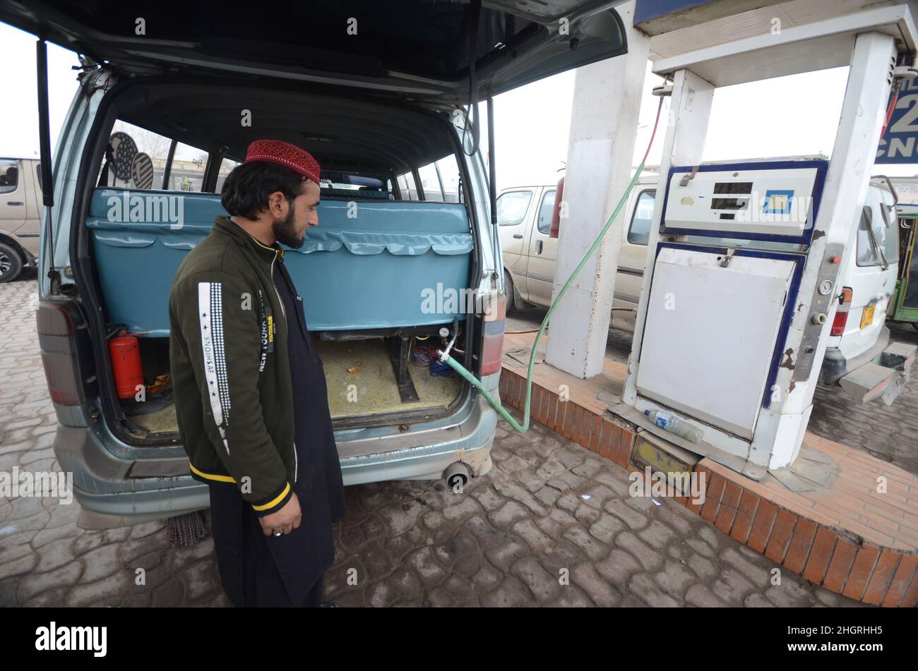 Peshawar, Pakistan. 19th Jan, 2022. A large numbers of vehicle are in ...