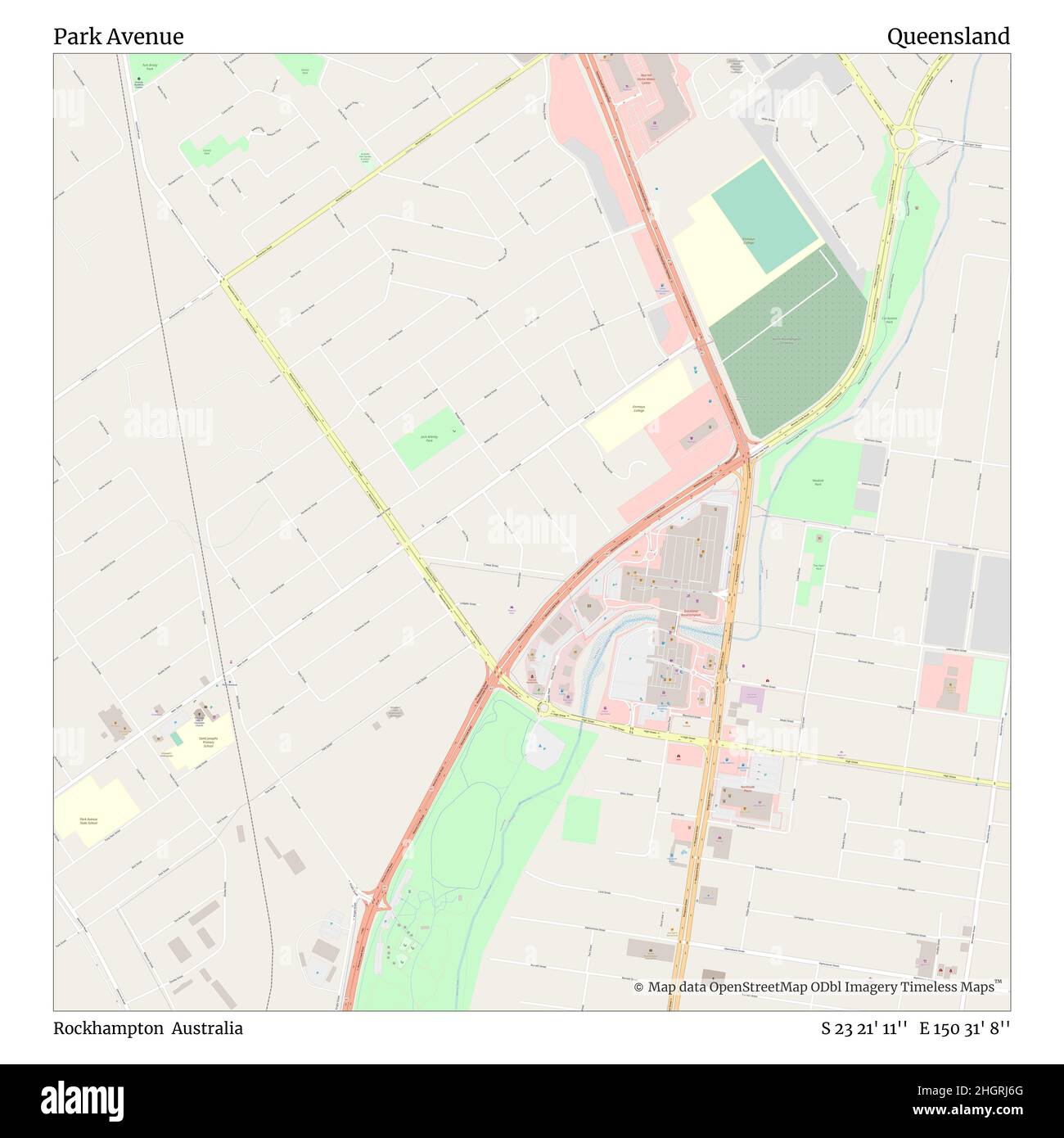 Park Avenue, Rockhampton, Australia, Queensland, S 23 21' 11'', E 150 ...