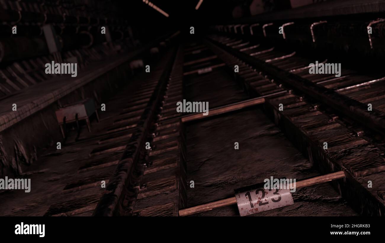 3d illustration - dark old abandoned metro subway tunnel Stock Photo ...