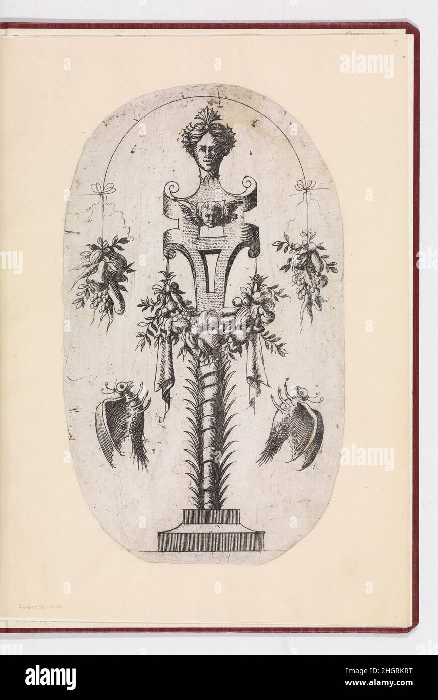 Design for a Term with the Head of Woman, Strapwork and Trophies 1535 ...
