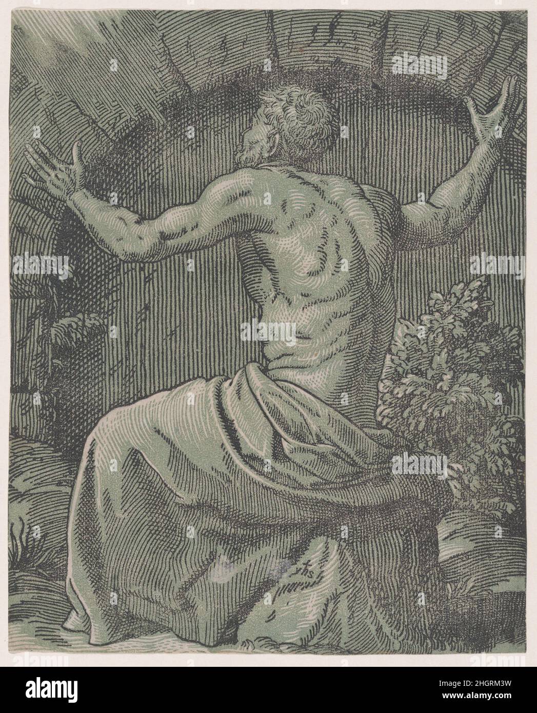 A hermit 16th century Monogrammist YHS Italian. A hermit. Monogrammist ...