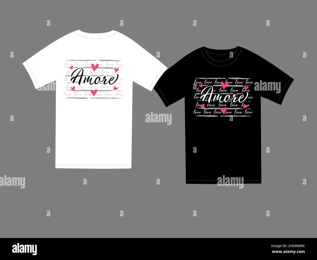 Love text and hearts illustration with slogan Amore is the Italian word ...