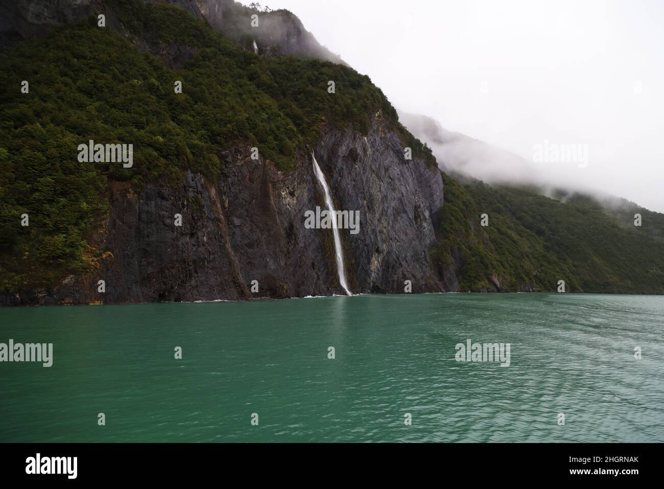 Waterfall in the Senoret Channel, Chile Stock Photo - Alamy
