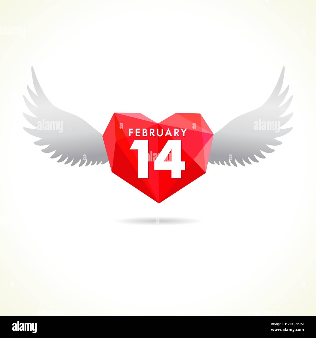Heart and wings February 14 creative logo. White background. Abstract ...