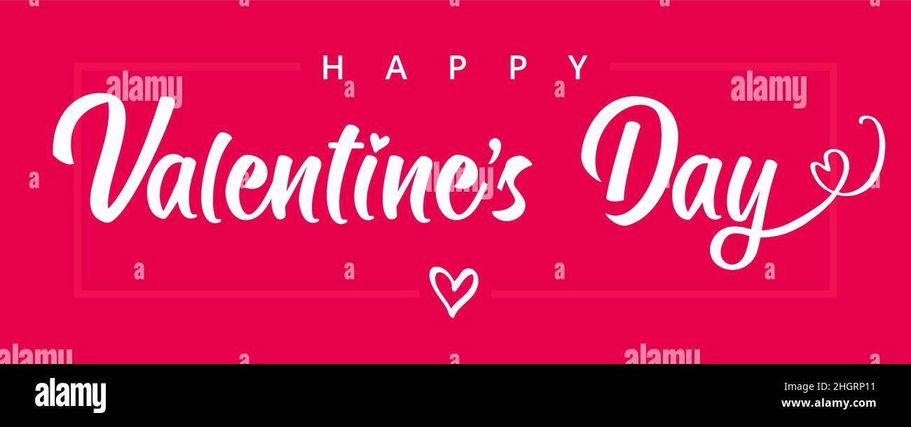 Valentine's day creative elegant type, handwriting red color banner ...