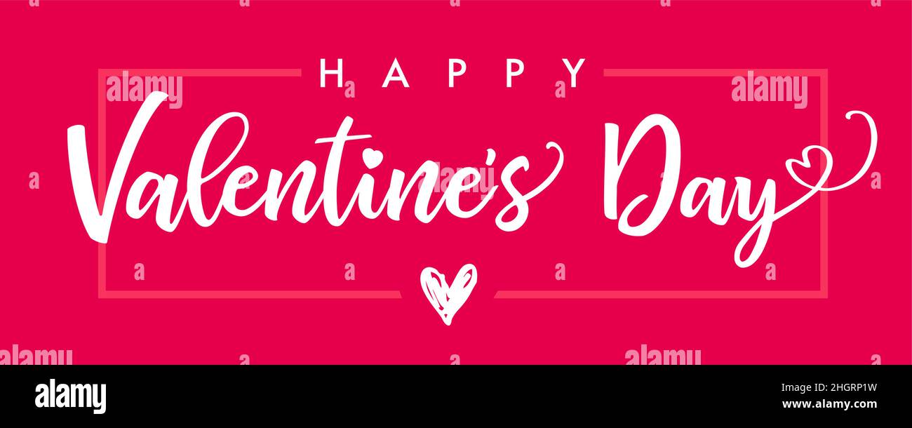 Valentine's day creative elegant type, handwriting red color banner ...