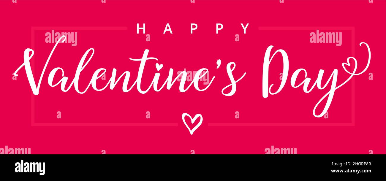 Valentine's day creative elegant type, handwriting red color banner ...
