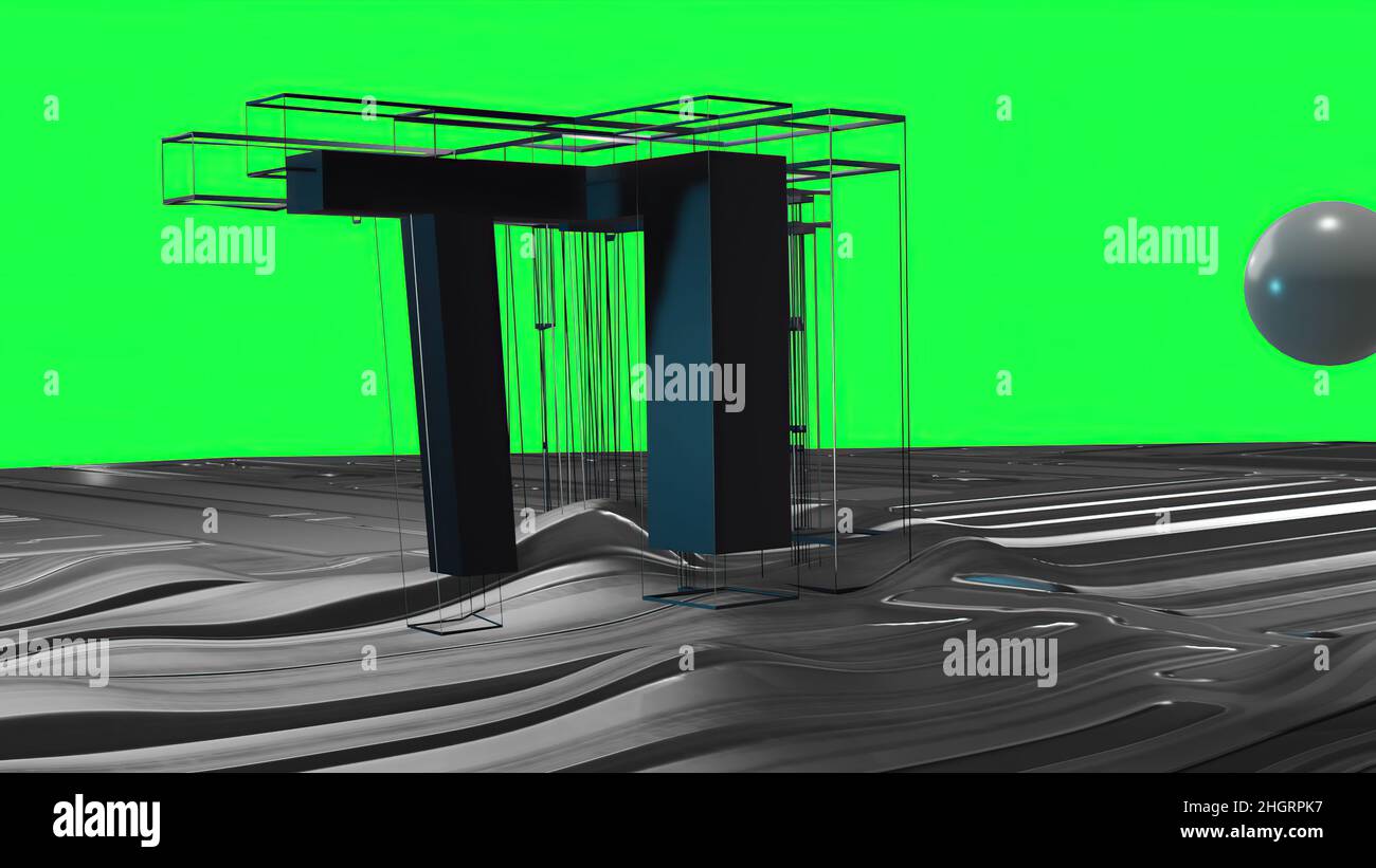 3d illustration - clean futuristic alien sci fi fantasy landscape on ...