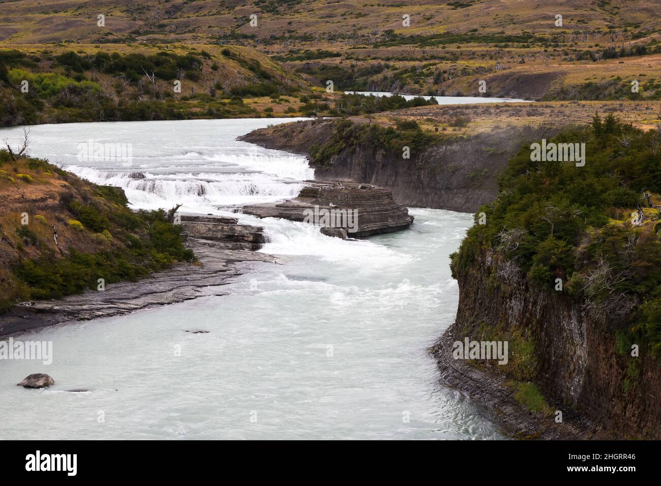 Paine waterfalls, Torres del Paine National Park, Chile Stock Photo - Alamy